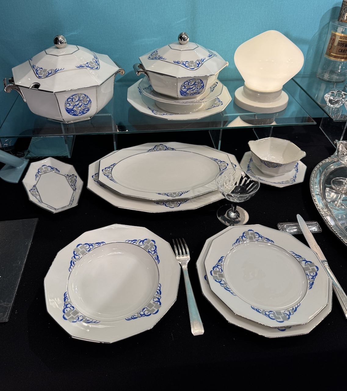 Art Deco Porcelain Tableware set for 8 people Lanternier Limoges ...