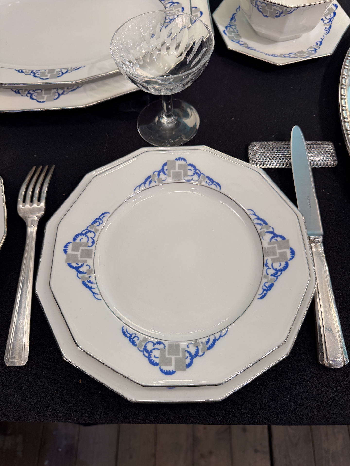 Art Deco Porcelain Tableware set for 8 people Lanternier Limoges ...